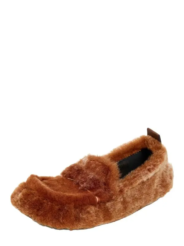 Acne Studios Bojan Shaved Shearling Loafers - Orange Multi
