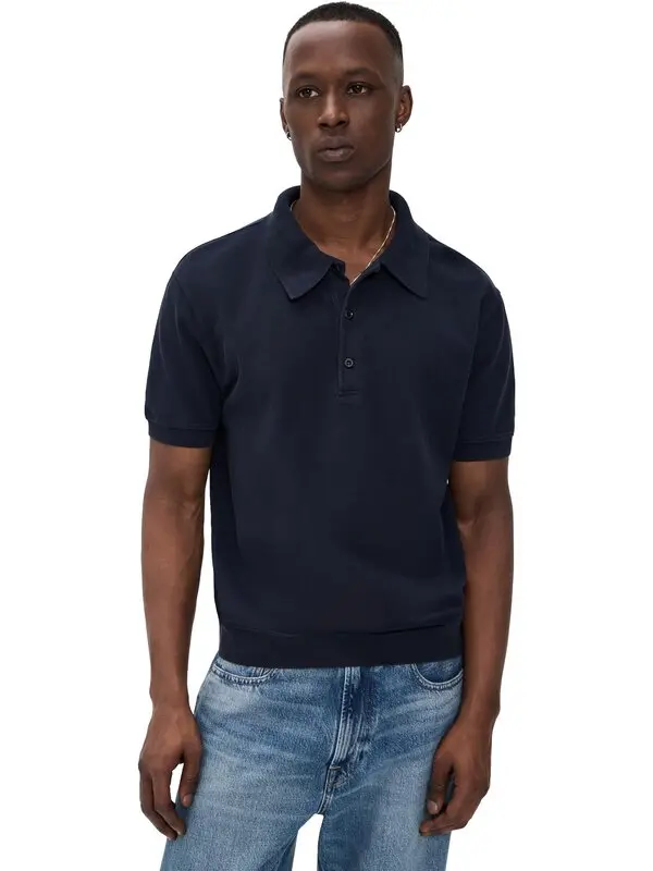 Citizens Of Humanity Banded Polo In Pique - Navy