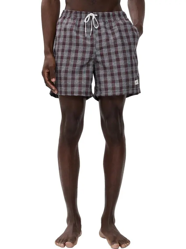BATHER Check Pattern Swim Trunks - Amethyst Tartan