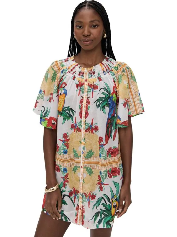 CONIGLIO PALM BEACH Flagler Mini Dress - Tropical Aviary Ivory Breeze