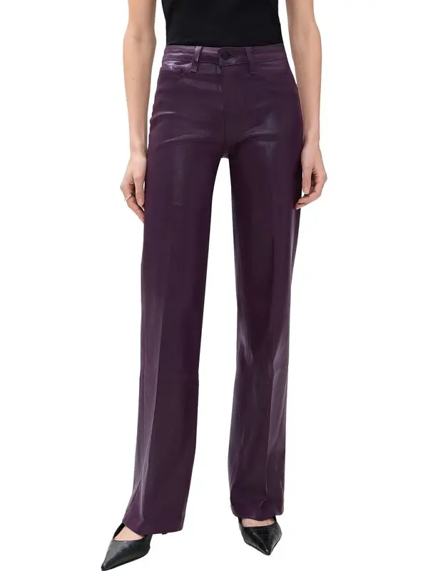L'Agence Scottie High-rise Wide-leg Jeans - Dark Malbec Coated