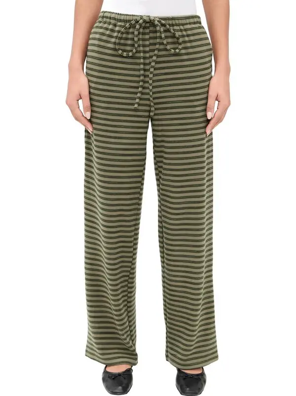 BAILEY ROSE Striped Velour Pants - Olive