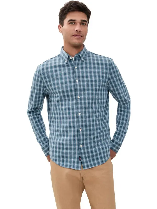 Faherty Brand Coastline Knit Shirt - Azure Night Plaid