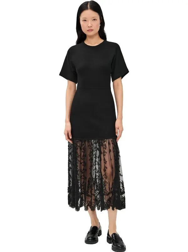 Sea Diane Knit Lace Combo Maxi Dress - Black