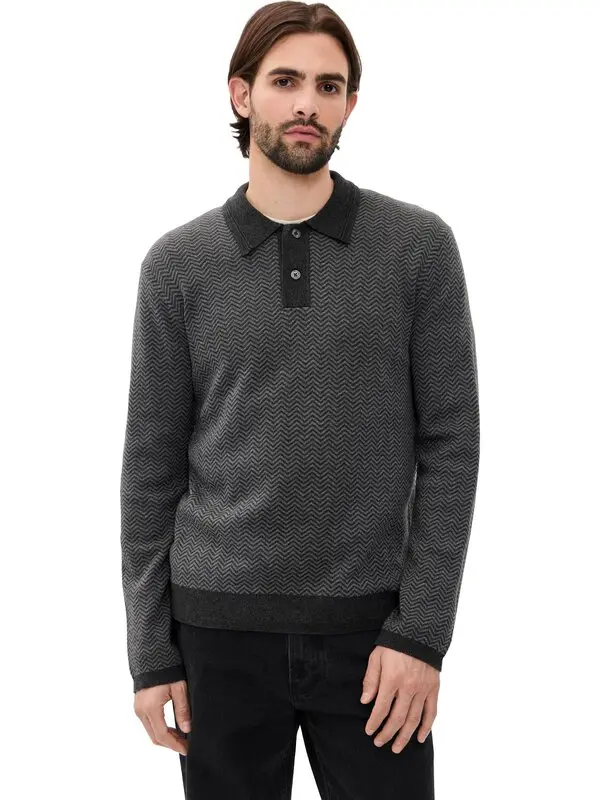 Rails Herrington Polo - Charcoal Herringbone Melange