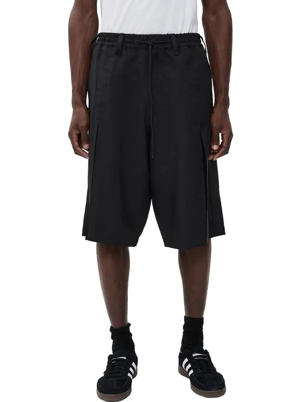 Y3 Pleated Twill Shorts - Black