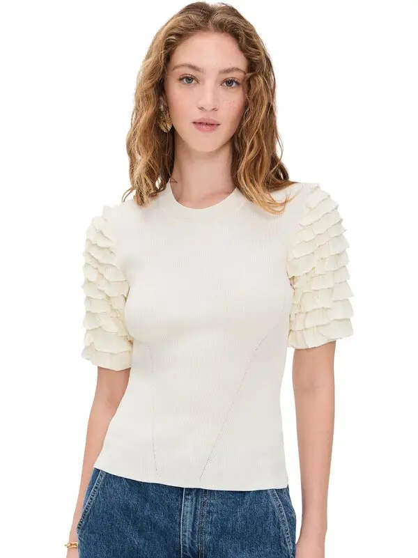 Ulla Johnson Kassia Ribbed Top - Cowrie