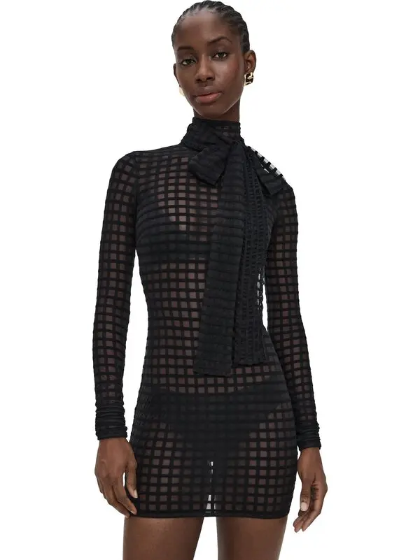 LAQUAN SMITH Cross Grain Mini Dress - Black