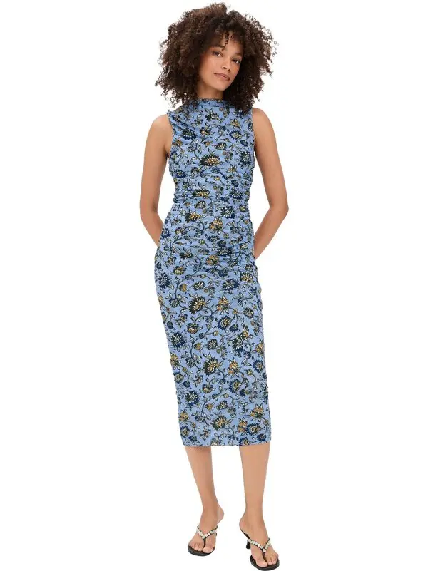Veronica Beard Sylviani Sleeveless Midi Dress - Ice Blue Multi