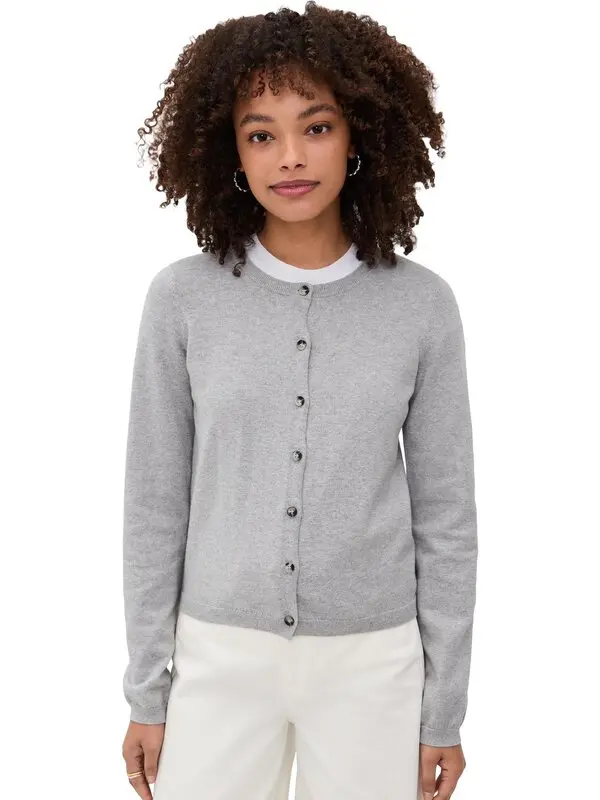 PERFECTWHITETEE Moira Cotton Cashmere Cardigan - Heather Grey