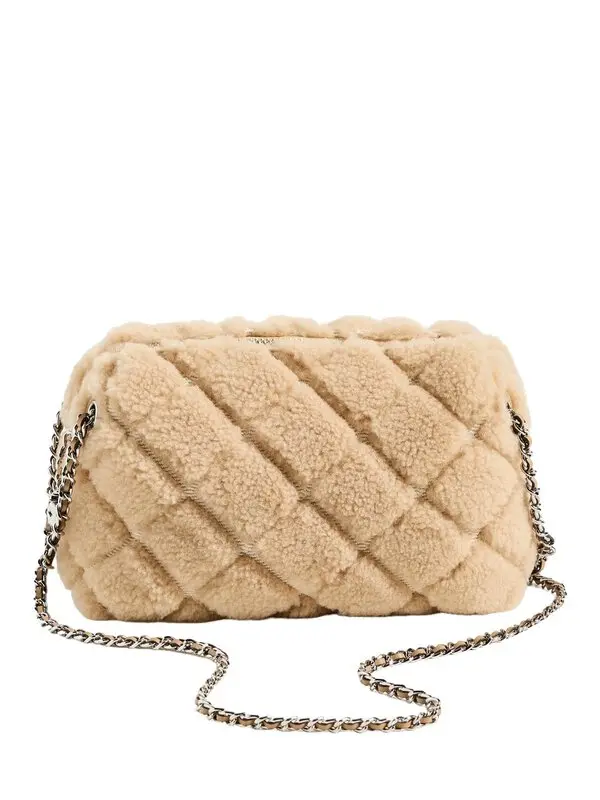 Tory Burch Fleming Shearling Soft Crossbody Bag - Potato/toasted Sesame
