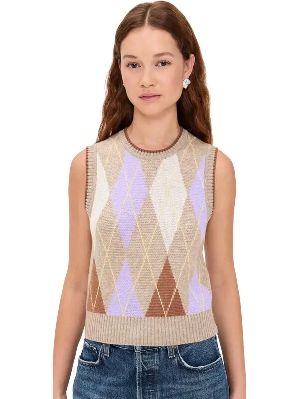 LE BOP Argyle Sweater Vest - Ivory Multi