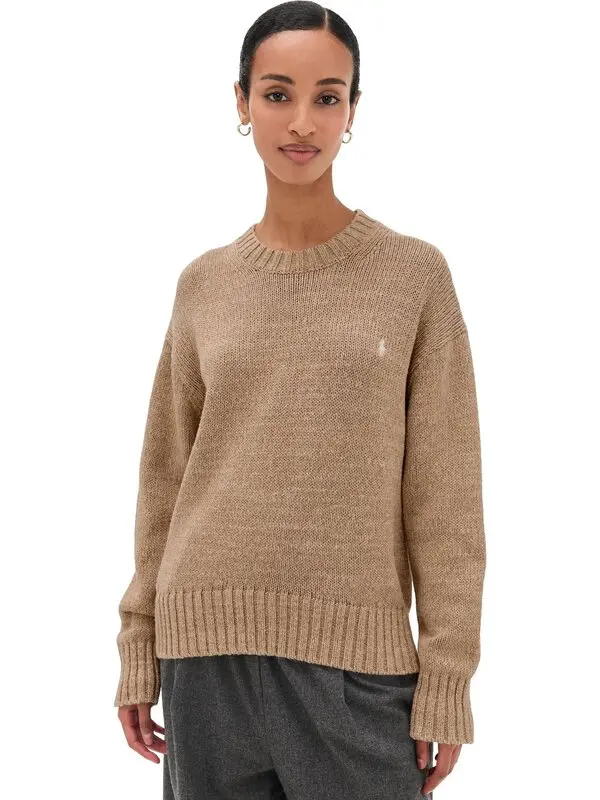 Polo Ralph Lauren Cotton Long-sleeve Crew Neck Pullover - Tan Heather