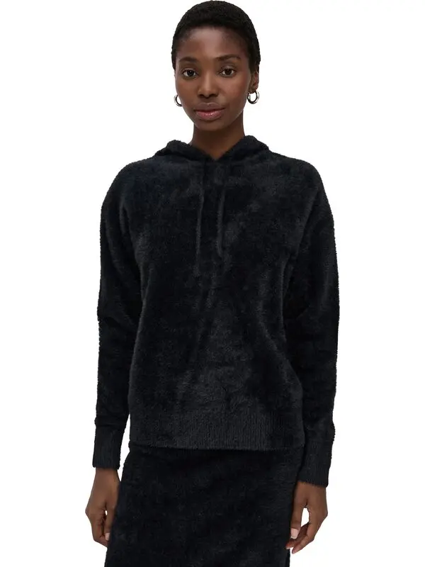 LE BOP Fuzzy Knit Hoodie - Black