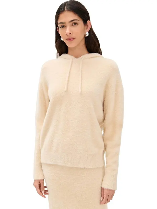 LE BOP Fuzzy Knit Hoodie - Oyster