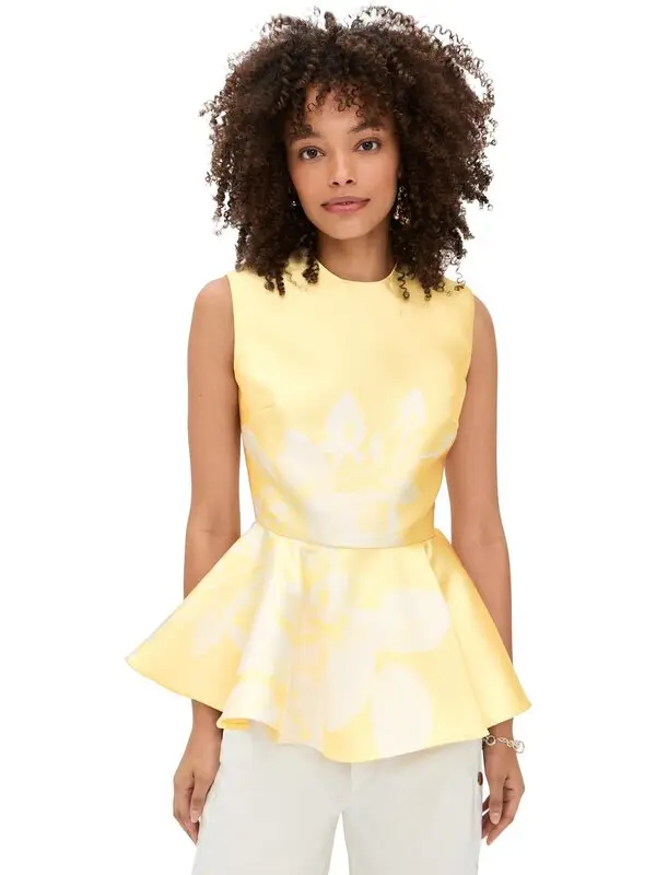 MARQUES' ALMEIDA Floral Print Peplum Top - Yellow