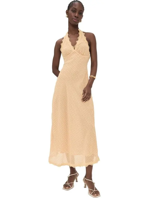 Lioness Stars Align Midi Dress - Honey Check
