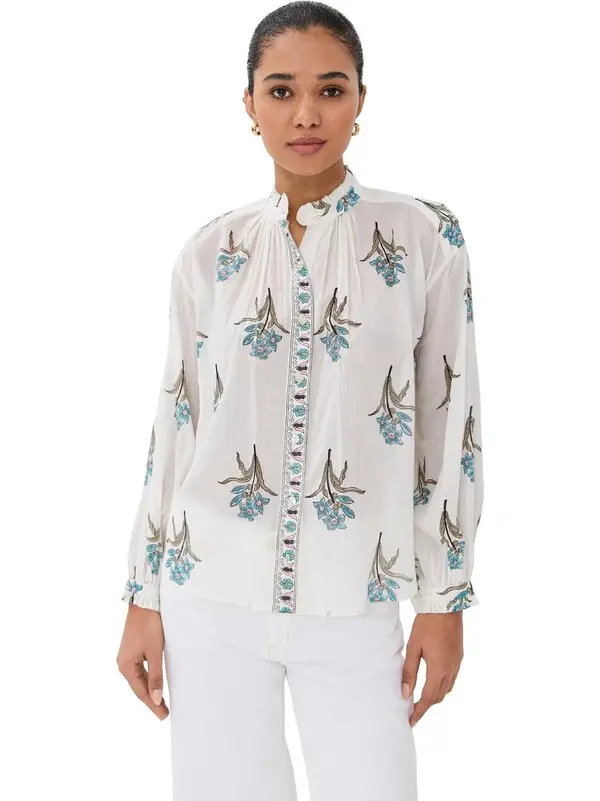 Alix Of Bohemia Floral Print Voile Blouse - Off-white