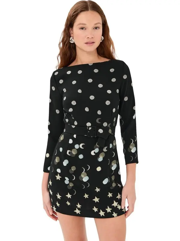 Bernadette Luce Short Dress - Polka Sun To Moon/black