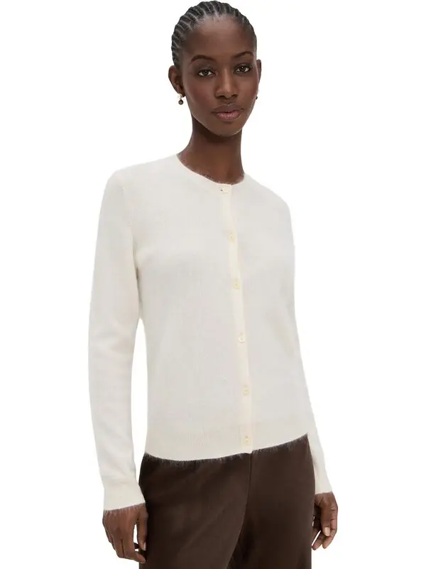 Theory Brushed Cashmere Cardigan - Ivory