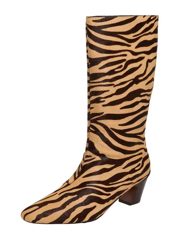 LOEFFLER RANDALL Cleo Kicked Heel Calf Boots - Zebra
