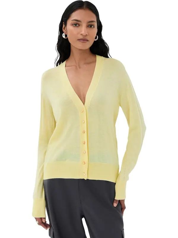 JIL SANDER Cashmere Blend V-neck Cardigan - Pistachio Cream