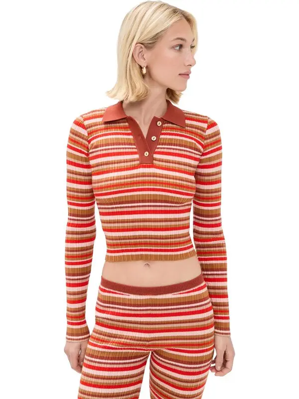 BANANHOT Jack Long Sleeve Polo Shirt - Bayadere Rib Stripes