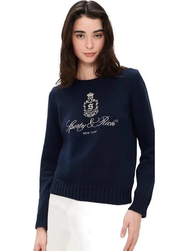 SPORTY & RICH Vendome Knitted Sweater - Dark Navy