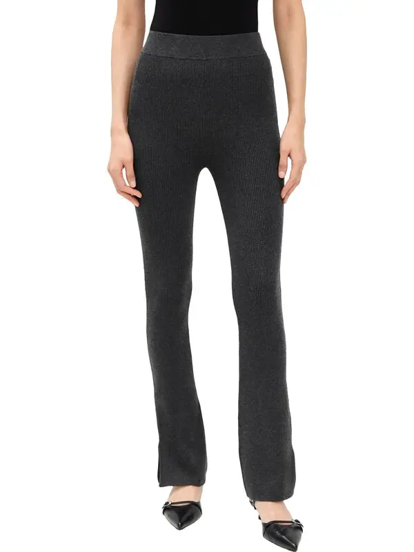 FAVORITE DAUGHTER Ribbed Knit Runway Pants - Charcoal