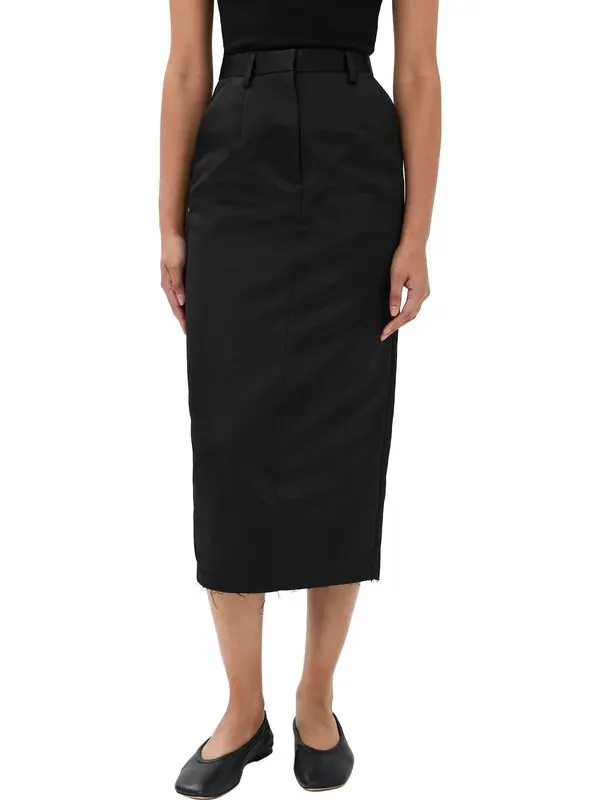 Co Pencil Skirt With Raw Hem - Black