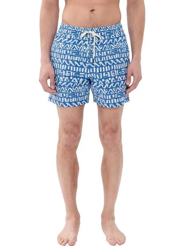 FAIR HARBOR Bungalow 5" Swim Trunks - Blue Water Waves