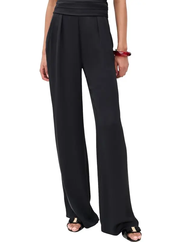 Ramy Brook Wide Leg Satin Trousers - Black