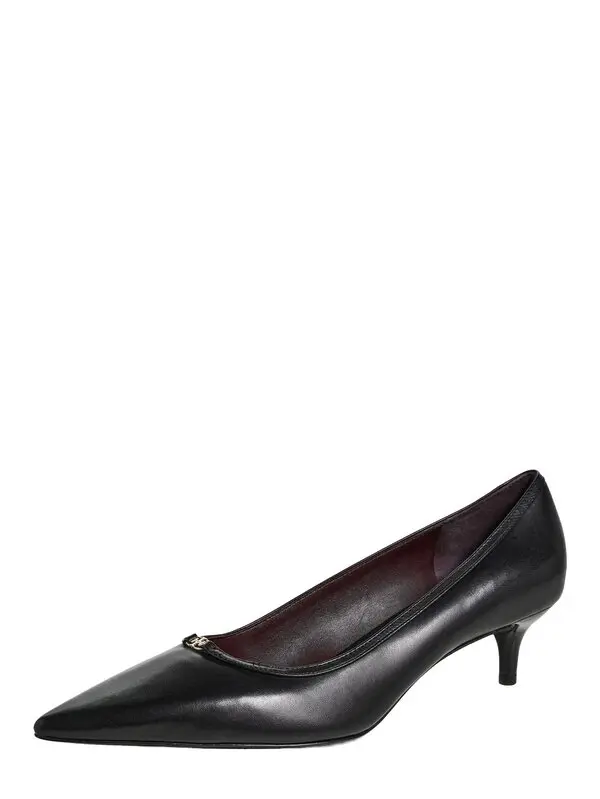 Tory Burch Double T Buckle Kitten Heel Pumps - Perfect Black / Perfect Black