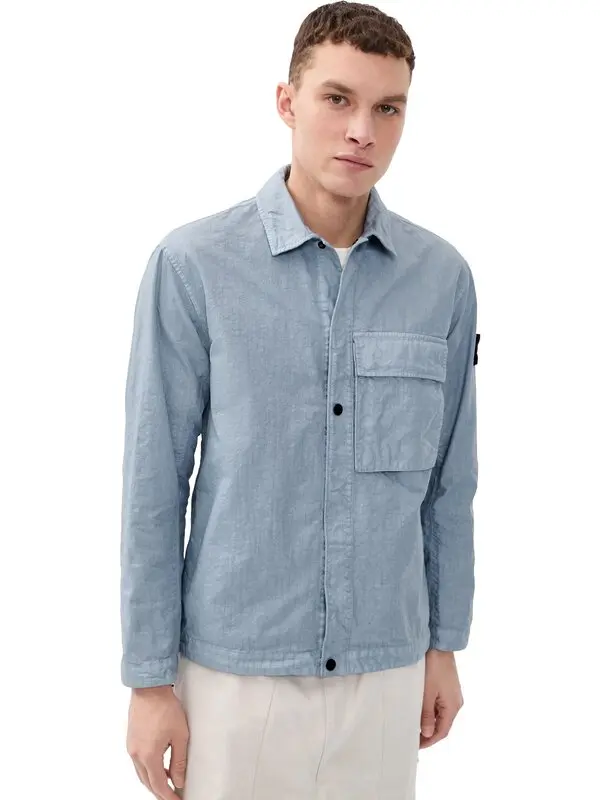 Stone Island Nylon Garment Dyed Overshirt - Dark Blue