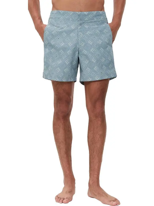 Frescobol Carioca Angra Madeira Print Porto Swim Shorts - Coastal Blue