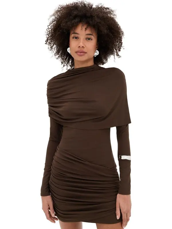 Line & Dot Lior Draped Mini Dress - Brown