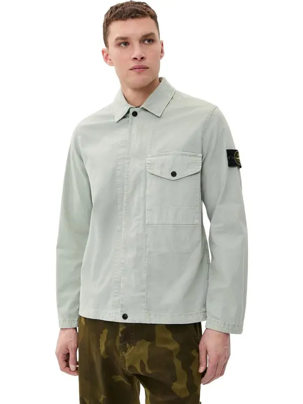 Stone Island Garment Dyed Overshirt - Sage