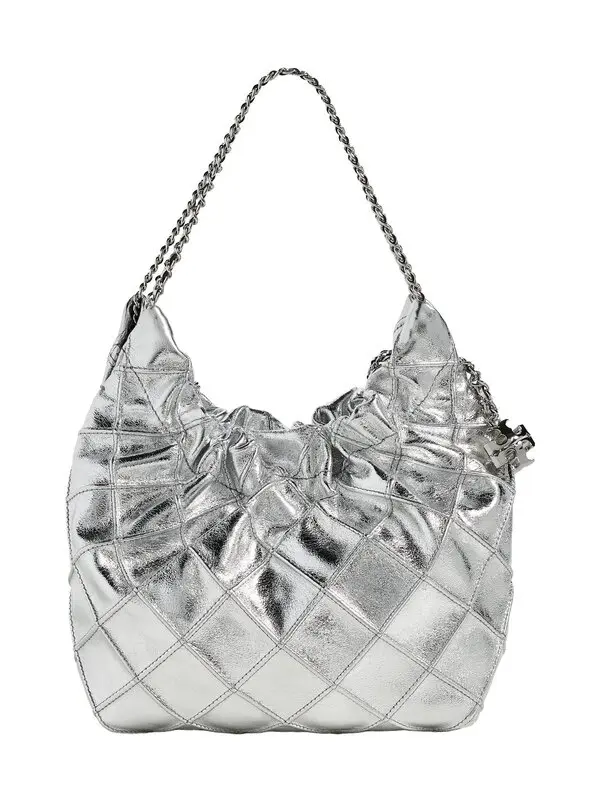 Tory Burch Fleming Metallic Mini Hobo Bag - Silver