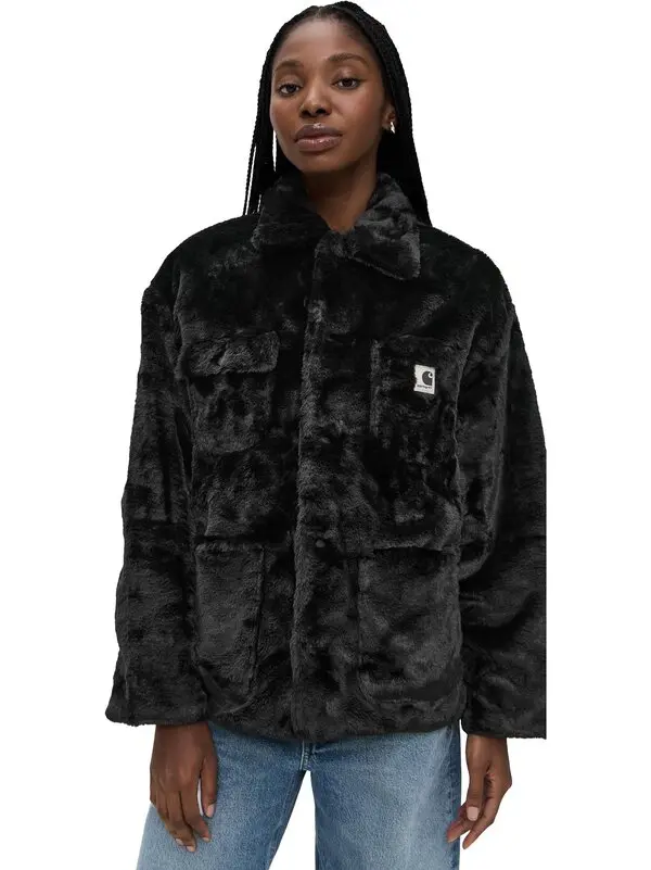 Carhartt Work In Progress Olney Michigan Faux Fur Coat - Black