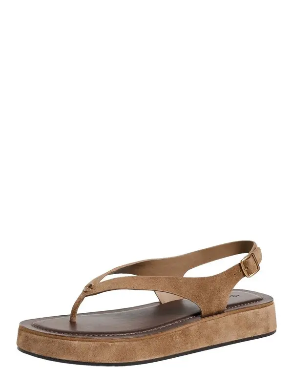 COACH Sculpted C Platform Suede Thong Sandals - Coconut