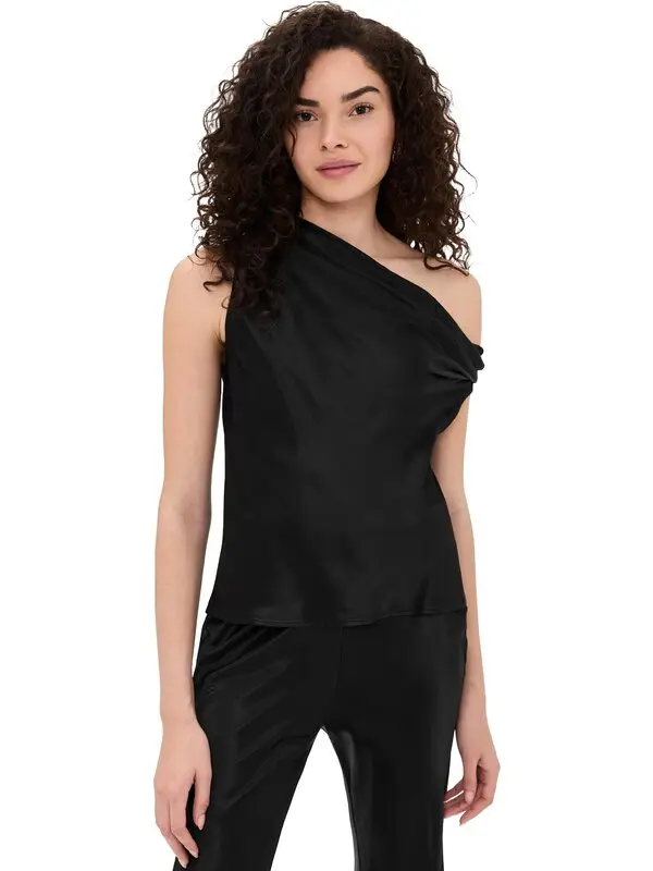 Enza Costa Satin Bias Off-shoulder Top - Black