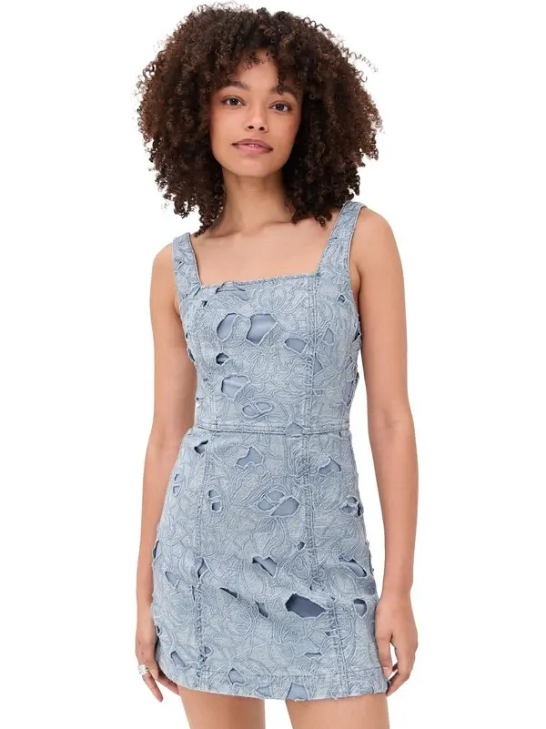 Alice + Olivia Maryann Embr Eyelet Denim Dress - Rockstar Blue