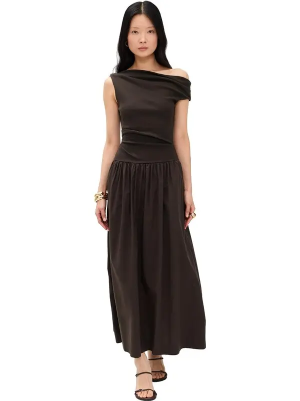 Bec & Bridge Freya Asymmetrical Maxi Dress - Dark Chocolate
