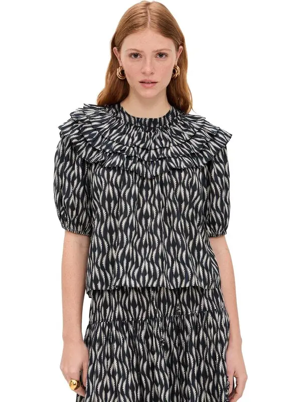 Ulla Johnson Mira Ruffled Top - Graphite