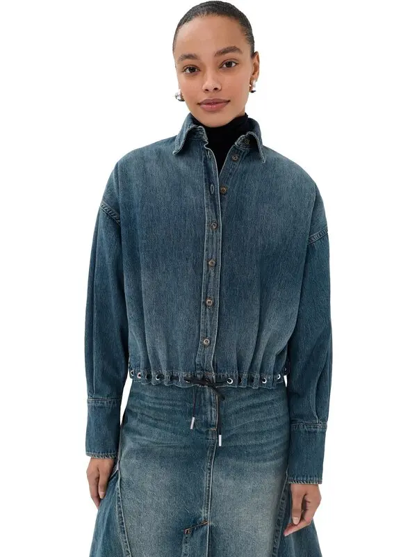 Brandon Maxwell The Leland Shirt With Eyelet Detailing - Blue Wash