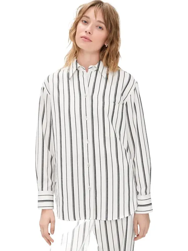 Vince Resort Stripe Oversized Shirt - B'white/black
