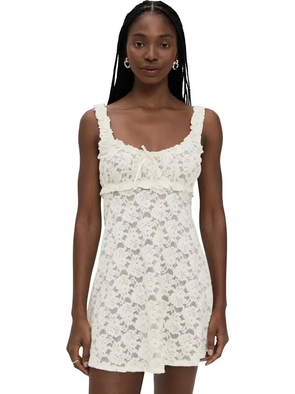 For Love & Lemons Cloud Lace Slip Dress - White