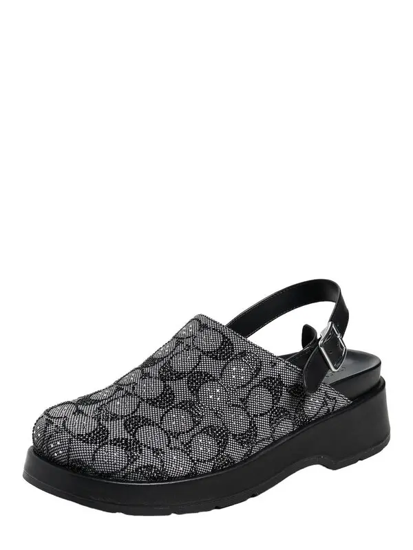 COACH® Sculpted Crystal Signature Jacquard Clogs - Black