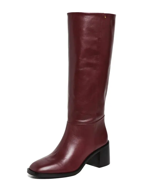Larroude Ricky Leather Boots - Burgundy