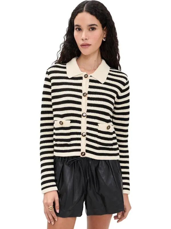 Blanknyc Anchor Down Striped Sweater - Black And Cream Combo